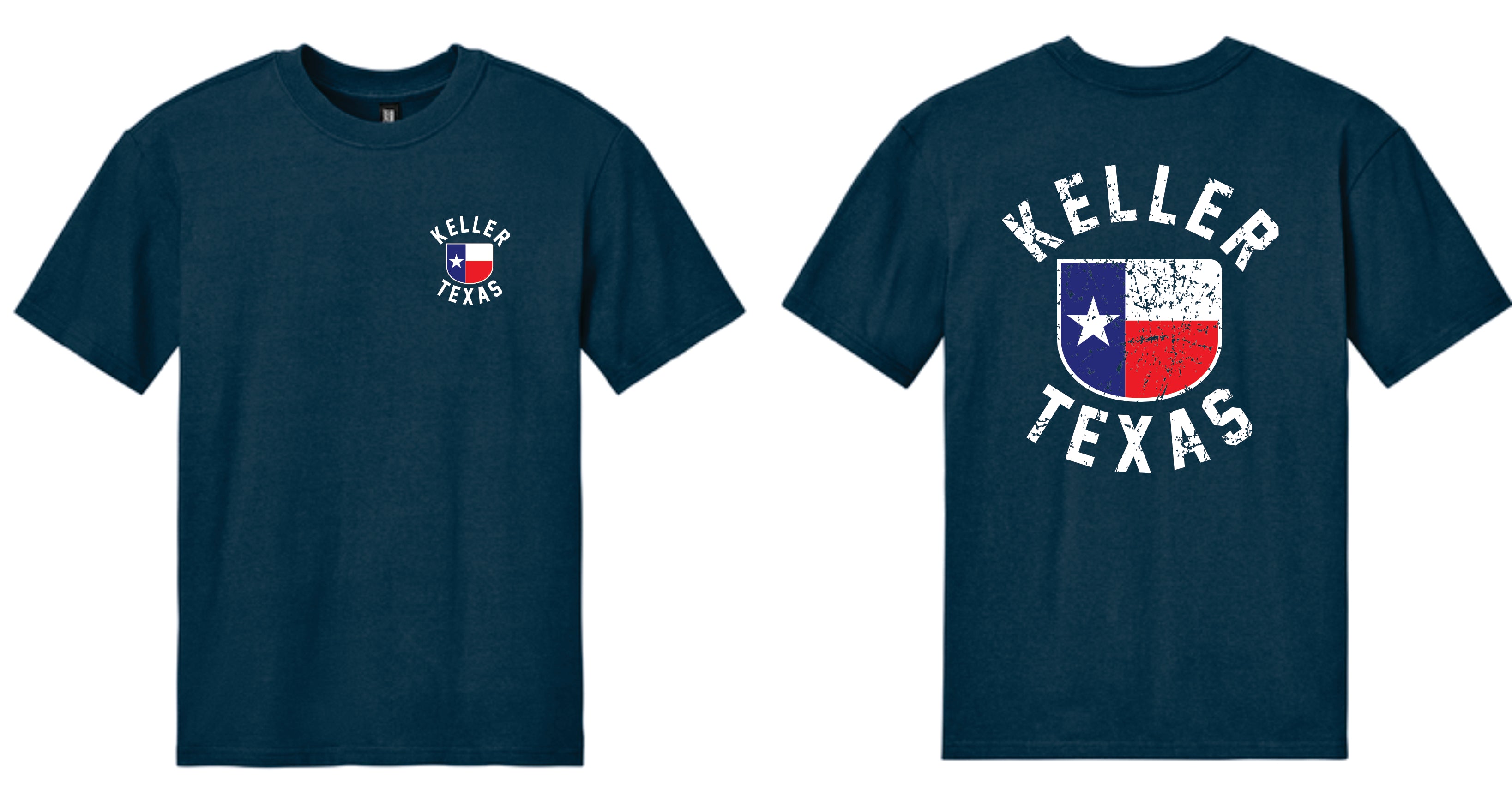 Short Sleeve Box T-Shirt Navy with Front and Back Print – Keller ...